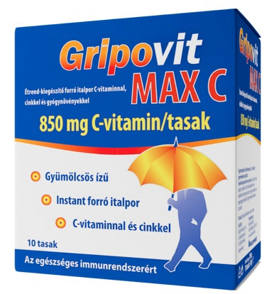 Gripovit Max C étrend-kiegészítő forró italpor C-vitaminnal, cinkkel és ...
